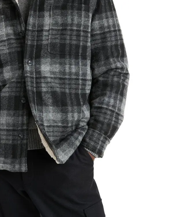 Vince Sherpa-lined Plaid Jacket - Black Combo