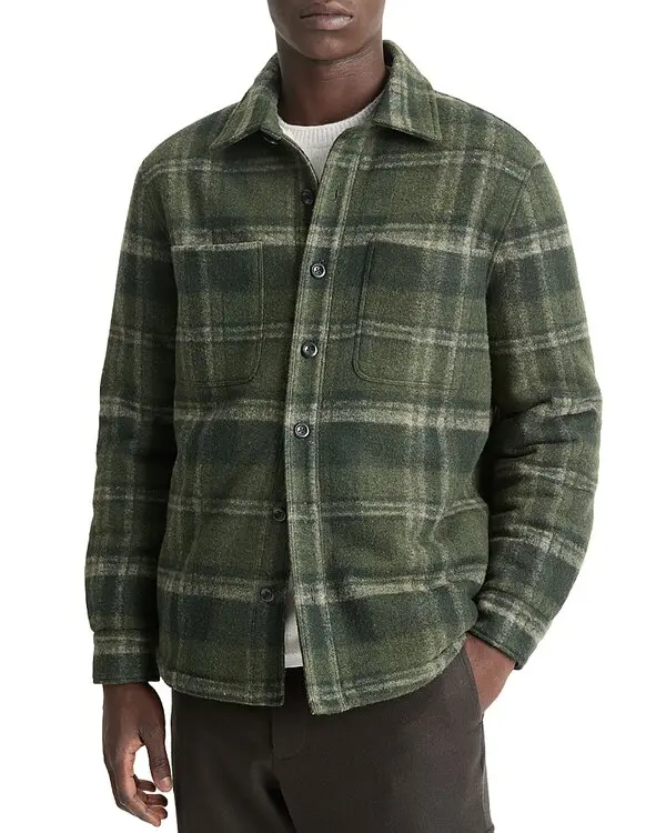 Vince Sherpa-lined Plaid Jacket - Night Moss
