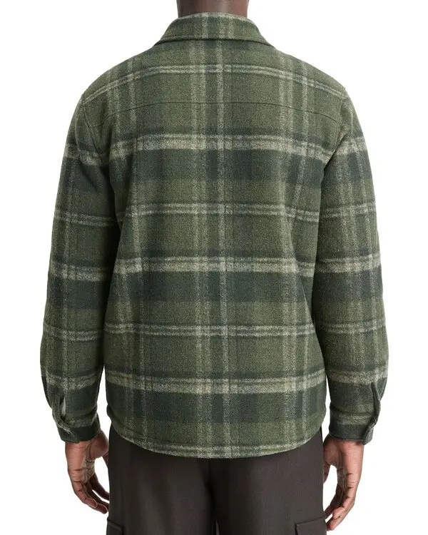 Vince Sherpa-lined Plaid Jacket - Night Moss