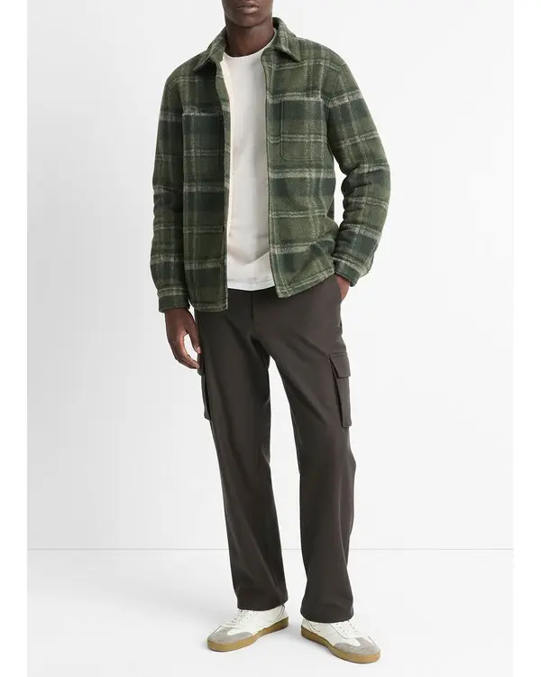 Vince Sherpa-lined Plaid Jacket - Night Moss