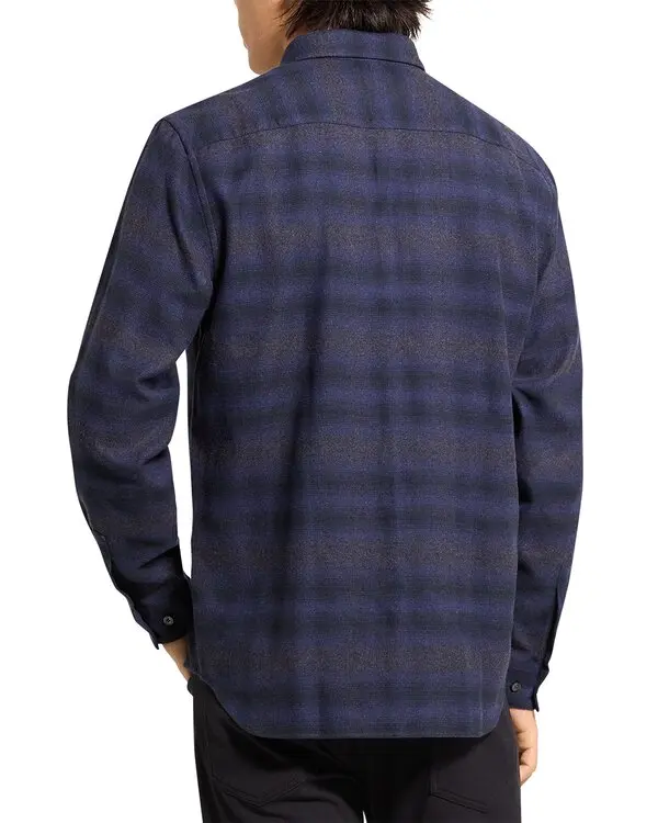 Theory Irving Button Down In Soft Plaid Cotton