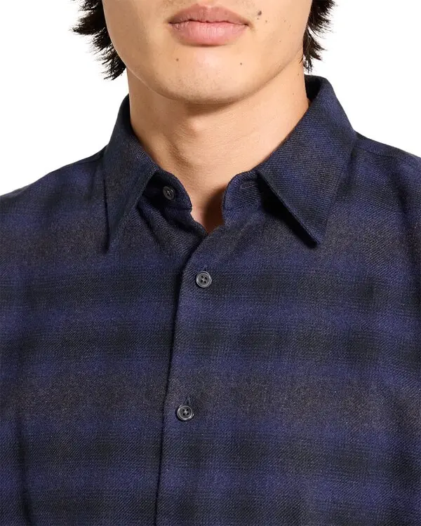 Theory Irving Button Down In Soft Plaid Cotton