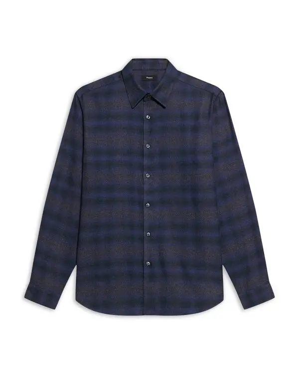 Theory Irving Button Down In Soft Plaid Cotton