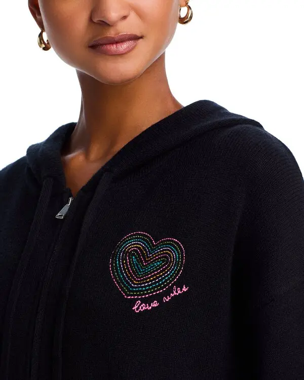 Aqua Heart Embroidered Zip Front Hoodie Exclusive