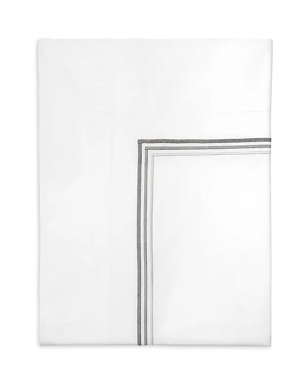 PRATESI Tre Righe Ombre Flat Sheet, King - White/charcoal