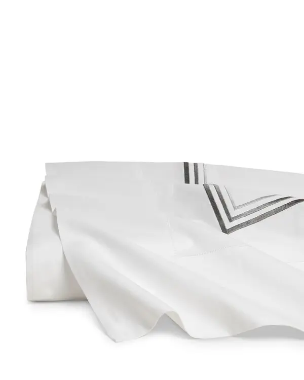 PRATESI Tre Righe Ombre Flat Sheet, King - White/charcoal