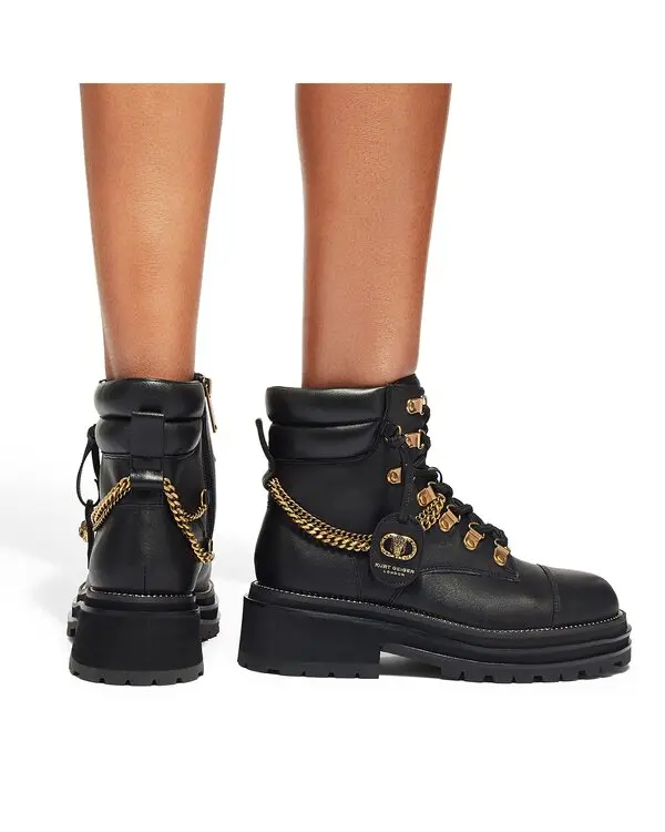 Kurt Geiger Leather Chelsea Combat Boots With Chain Detail