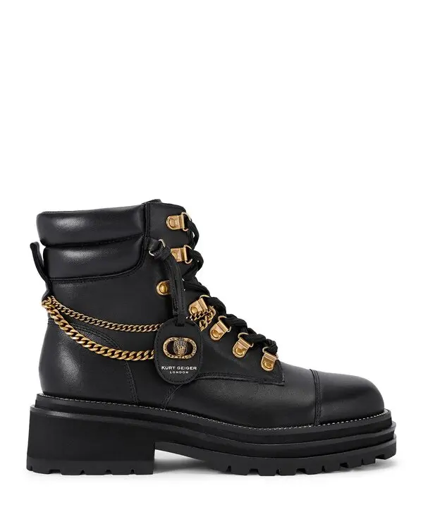 Kurt Geiger Leather Chelsea Combat Boots With Chain Detail