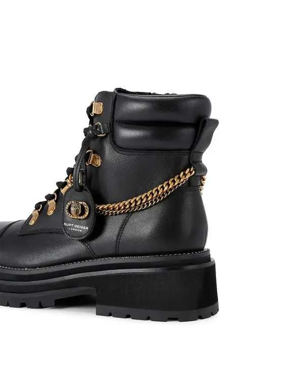 Kurt Geiger Leather Chelsea Combat Boots With Chain Detail