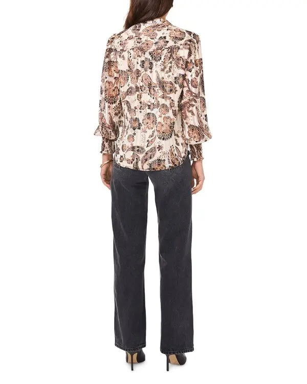 Vince Camuto Pleated Printed Blouse