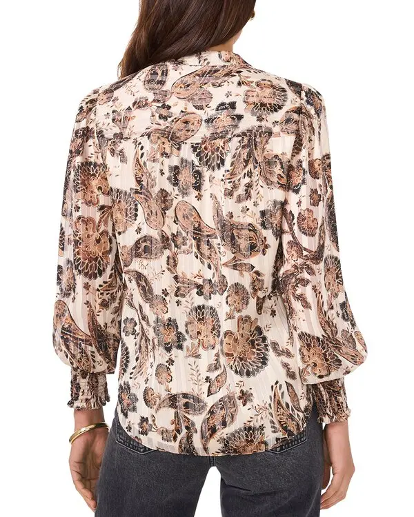 Vince Camuto Pleated Printed Blouse