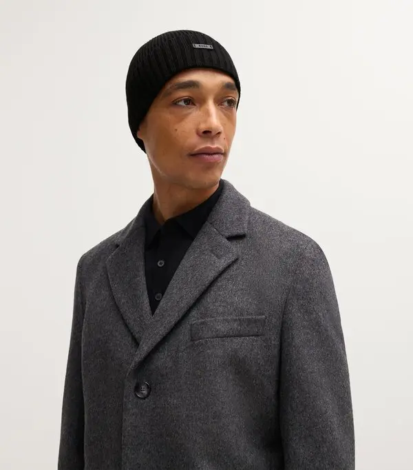 BOSS Virgin Wool Beanie With Logo - Black