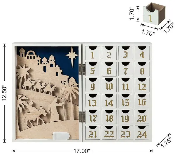 GLITZHOME 17 Lighted Christmas Nativity Adventcalendar Decor