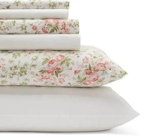 Laura Ashley Marissa Cotton Red King Sheet Se - One-color