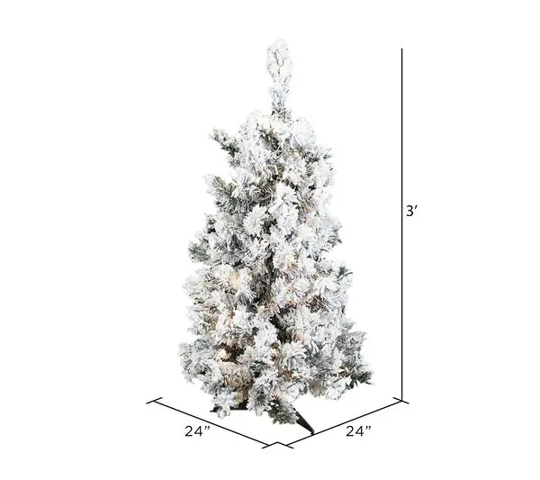 VICKERMAN Artificial 36' Prelit Flocked Alaskan Christmas Tree