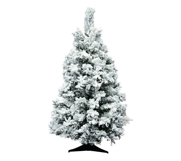 VICKERMAN Artificial 36' Flocked Alaskan Pine C Hristmas Tree - One-color