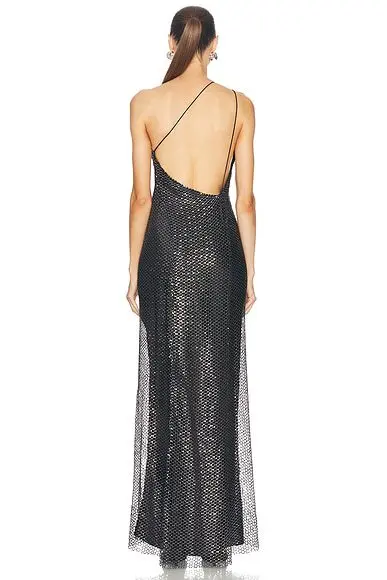 THE SEI Sheer Slit One Shoulder Gown