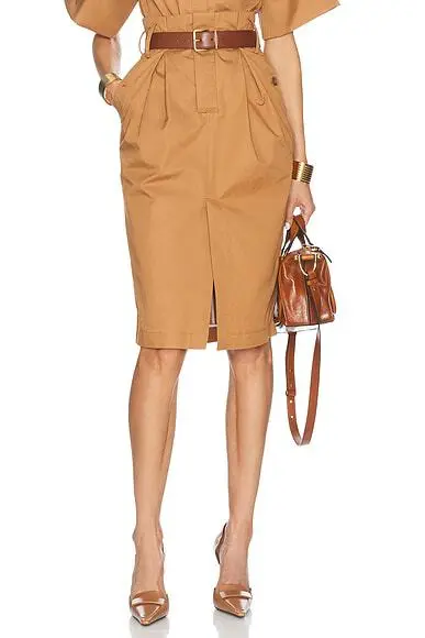 HELSA Paperbag Cotton Skirt - Caramel