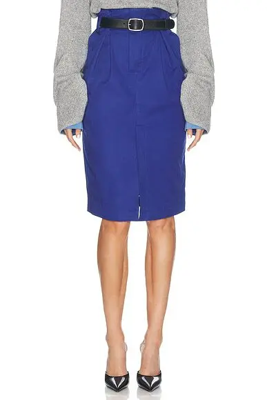 HELSA Paperbag Waist Cotton Skirt - Workman Blue