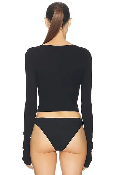 Eterne Cropped Ribbed Jersey Cardigan