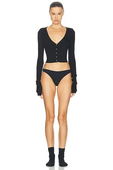 Eterne Cropped Ribbed Jersey Cardigan