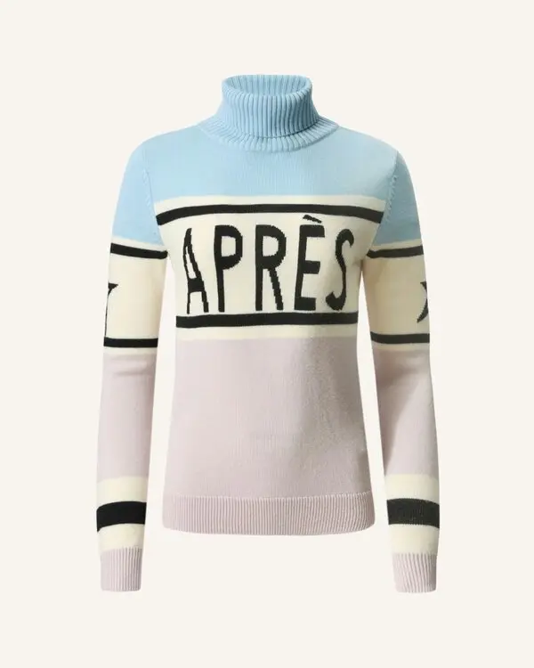 Perfect Moment Merino Wool Après Ski Intarsia Turtleneck Sweater - Cloud-blue
