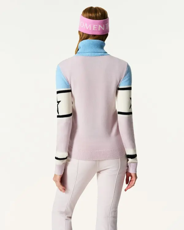 Perfect Moment Merino Wool Après Ski Intarsia Turtleneck Sweater - Cloud-blue