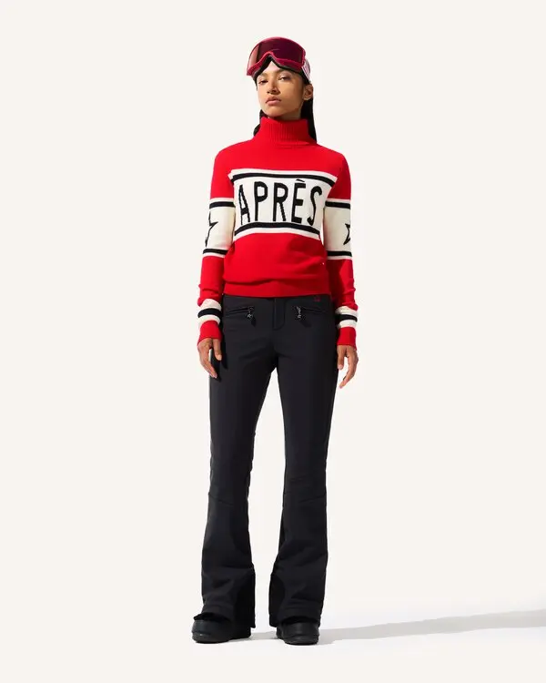 Perfect Moment Merino Wool Après Ski Intarsia Turtleneck Sweater - Red