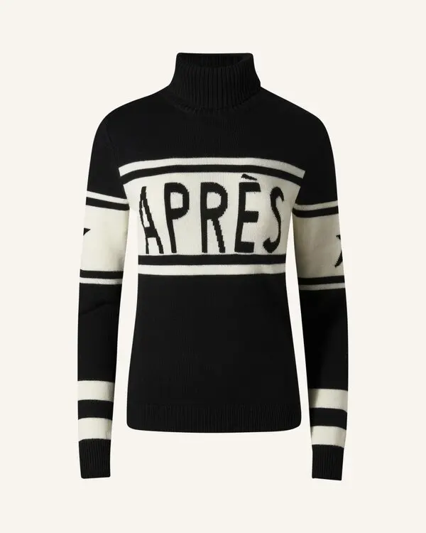 Perfect Moment Merino Wool Après Ski Intarsia Turtleneck Sweater - White-black