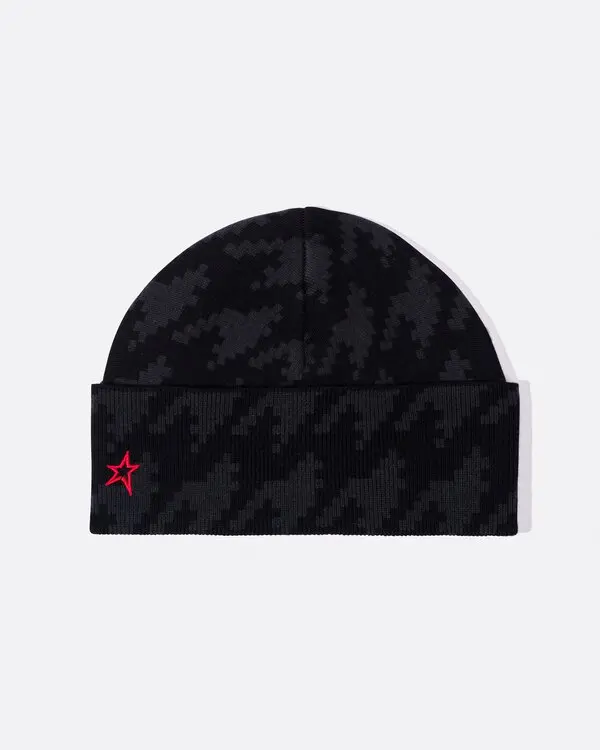 Perfect Moment Merino Wool Beanie - Black-houndstooth