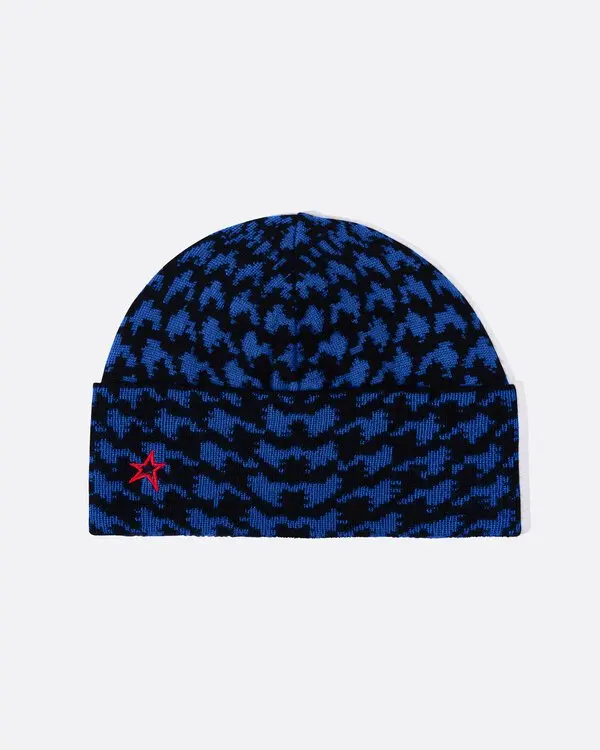 Perfect Moment Twisted Houndstooth Merino Wool Beanie - True-indigo
