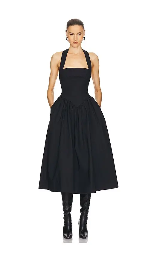 HELSA Halterneck Midi Dress With Pockets