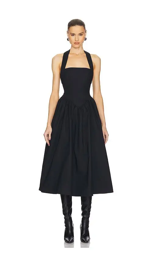 HELSA Halterneck Midi Dress With Pockets