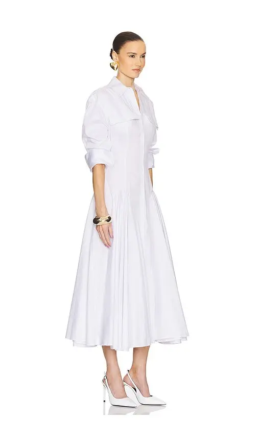 HELSA Godet Shirt Dress - White