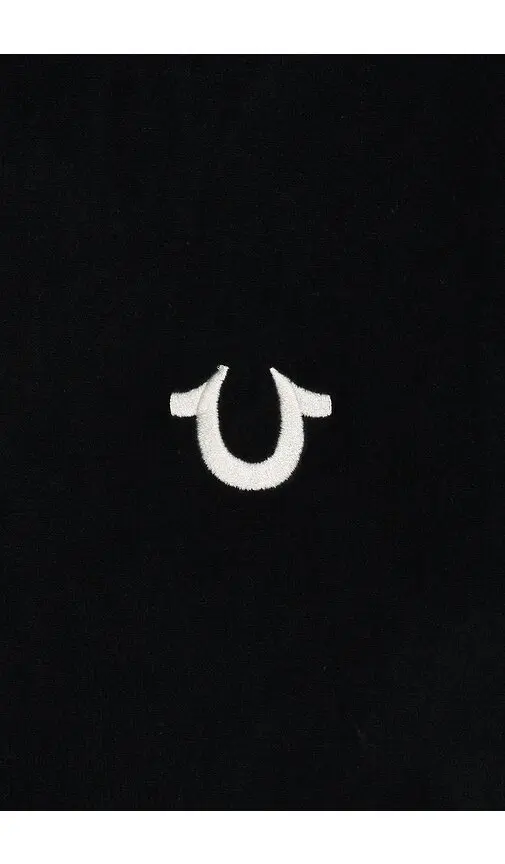 True Religion Damask Velour Polo In Black