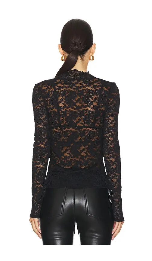 Free People X Intimately Fp All Day Lace Long Sleeve Top - Black
