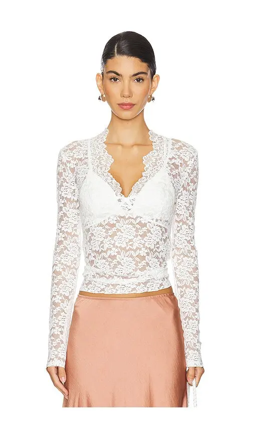 Free People X Intimately Fp All Day Lace Long Sleeve Top