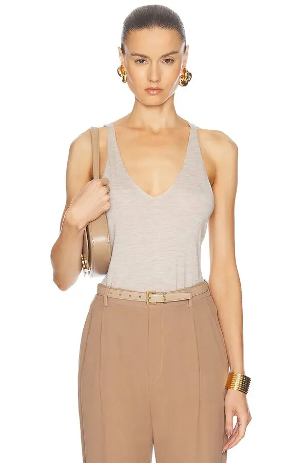 Saint Laurent Cashmere Tank Top - Beige
