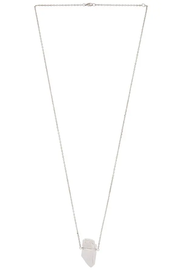 Jia Jia Large Crystal Quartz Bar Necklace - White Gold
