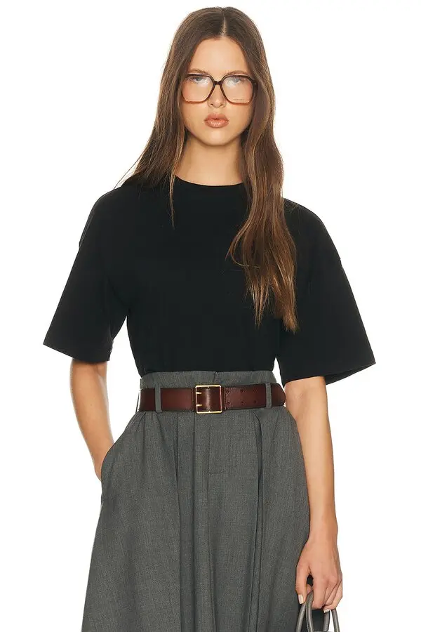 HELSA The Sculpted Tee In Thick Jersey - Black