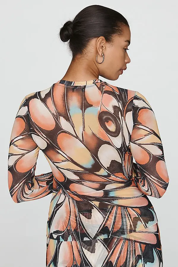 AFRM Kaylee Long-sleeve Mesh Top - Brandy Butterfly