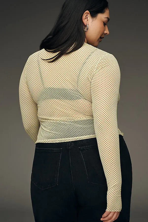 AFRM Kaylee Long-sleeve Mesh Top - Citrus Pin Dot