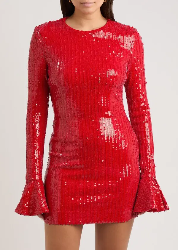 ROTATE BY BIRGER CHRISTENSEN Sequin-embellished Tulle Mini Dress