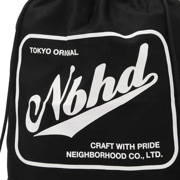 Neighborhood Logo Drawstring Tote Bag - Black | Editorialist