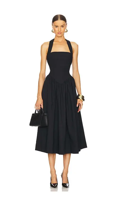HELSA Faille Halter Midi Dress