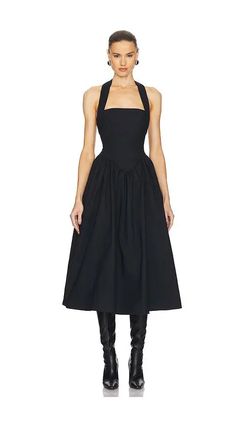 HELSA Faille Halter Midi Dress