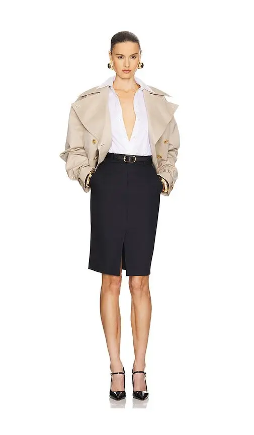 HELSA Oversized Cropped Trench Coat