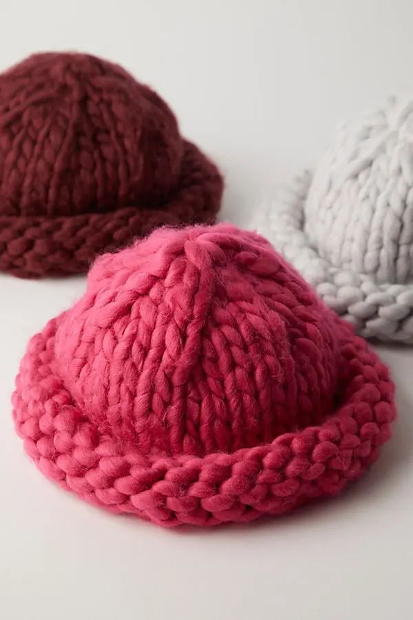 Free People Woven Chunky Knit Beanie In Pink - 66% Off 