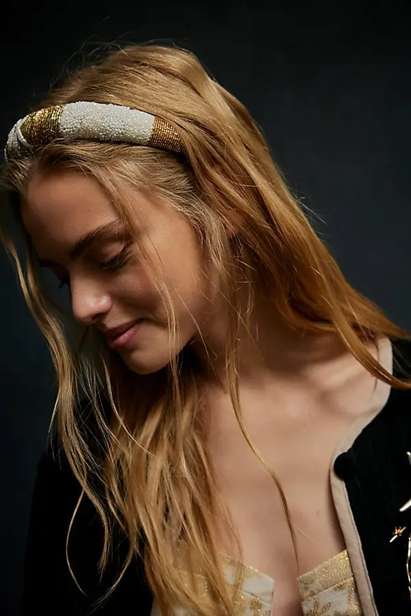 Free People Last Summer Beaded Hard Headband In Neutral - 83  display picture 2