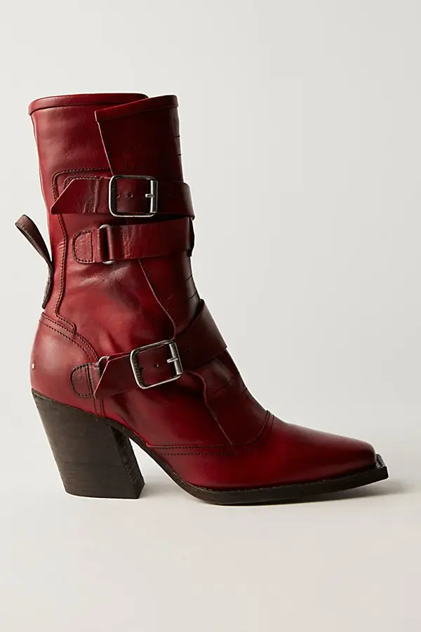Free People We The Free Carter Belted Leather Boots - Chili Pepper Florence